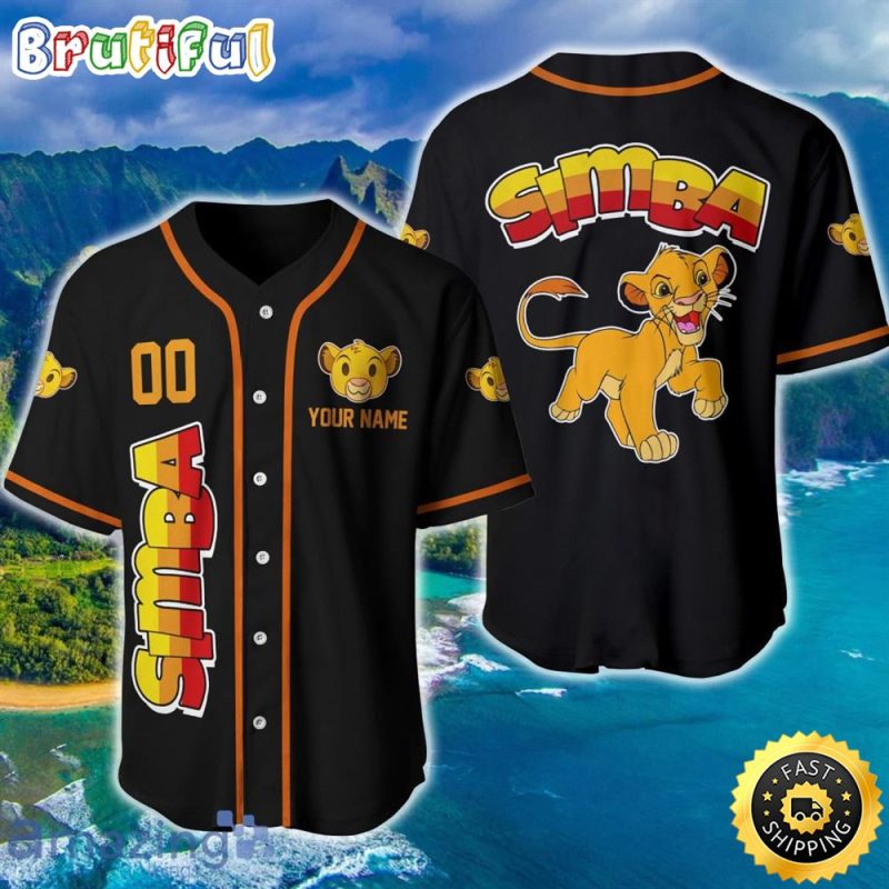 Simba Lion King Black Yellow Red Ombre Cartoon Baseball Jersey - Hot ...